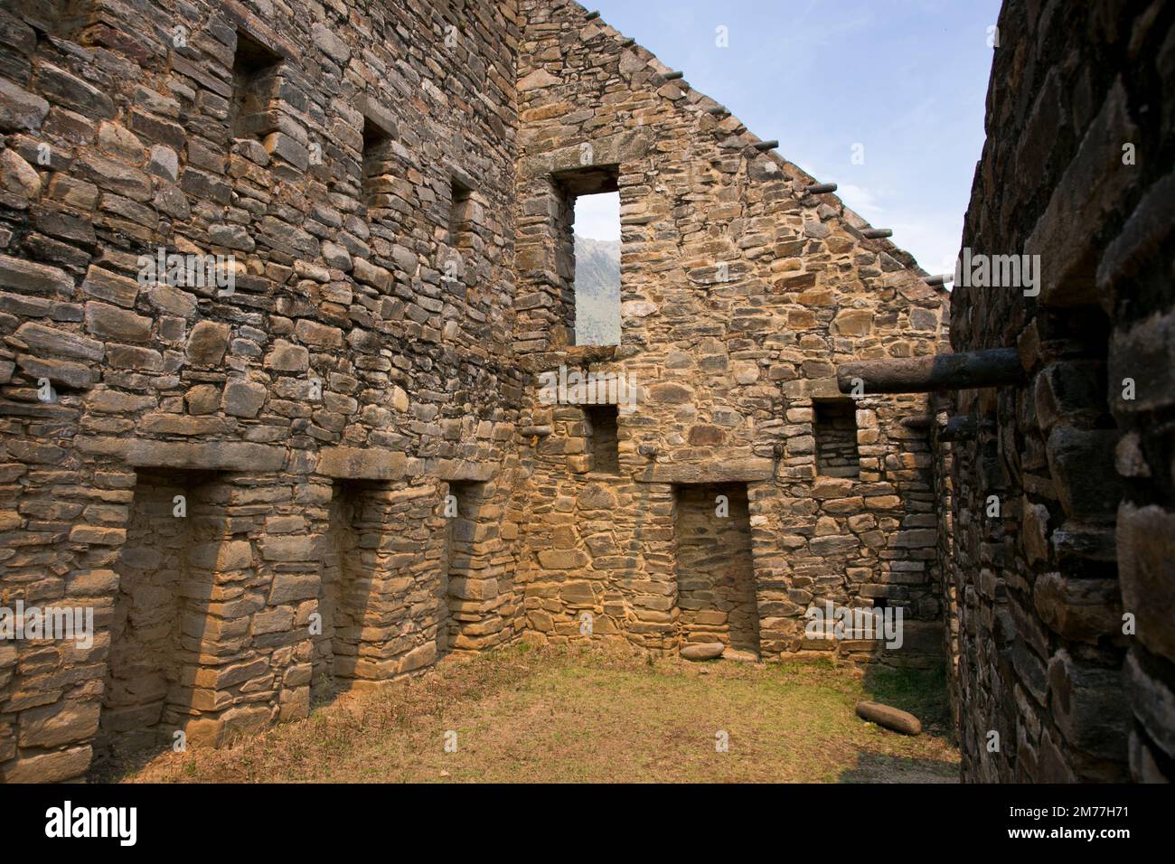 Ruins of Choquequirao, an Inca archaeological site in Peru, similar in ...