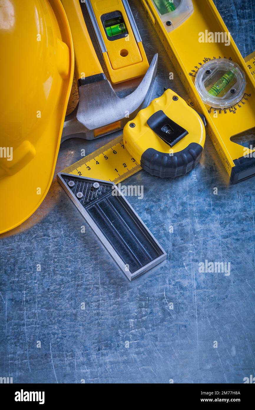 Try square construction level tape-measure protective helmet and claw ...