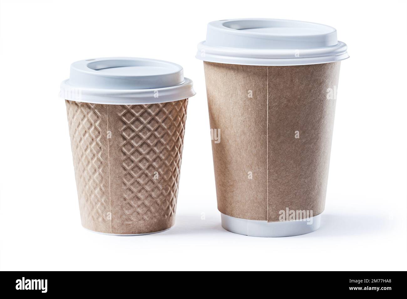 two coffee papercups isolated on white background Stock Photo - Alamy