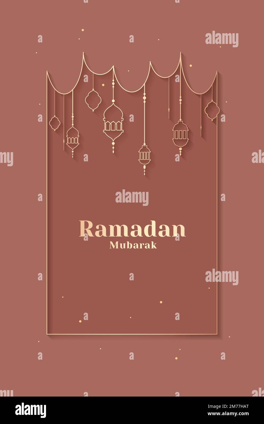 Ramadan Mubarak frame with lantern vector Stock Vector Image & Art - Alamy