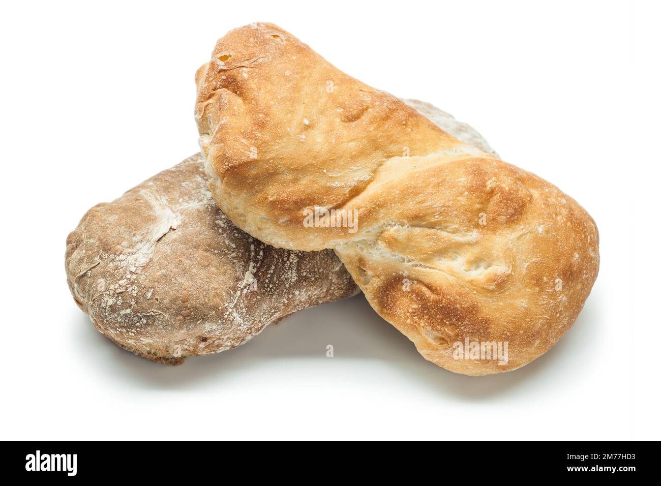 two loafs of bread isolated on white background Stock Photo - Alamy