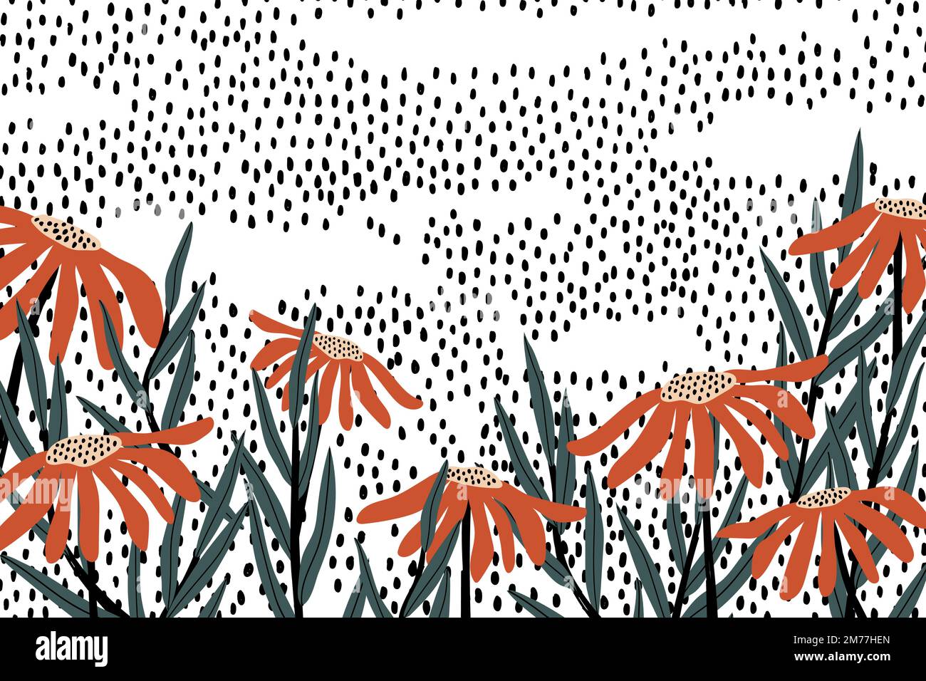 Orange daisies on a polka dot background vector Stock Vector Image ...
