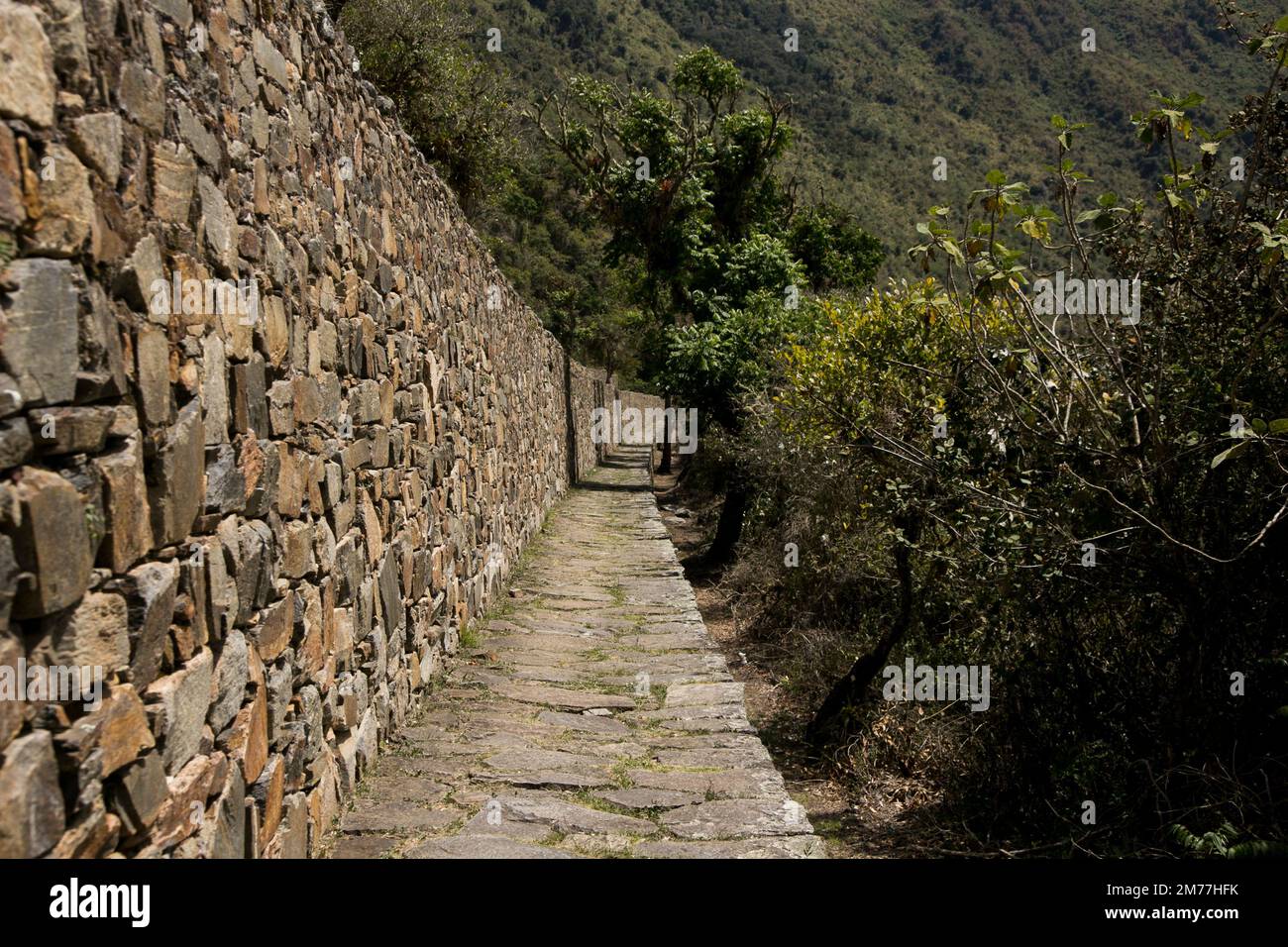 Ruins of Choquequirao, an Inca archaeological site in Peru, similar in ...