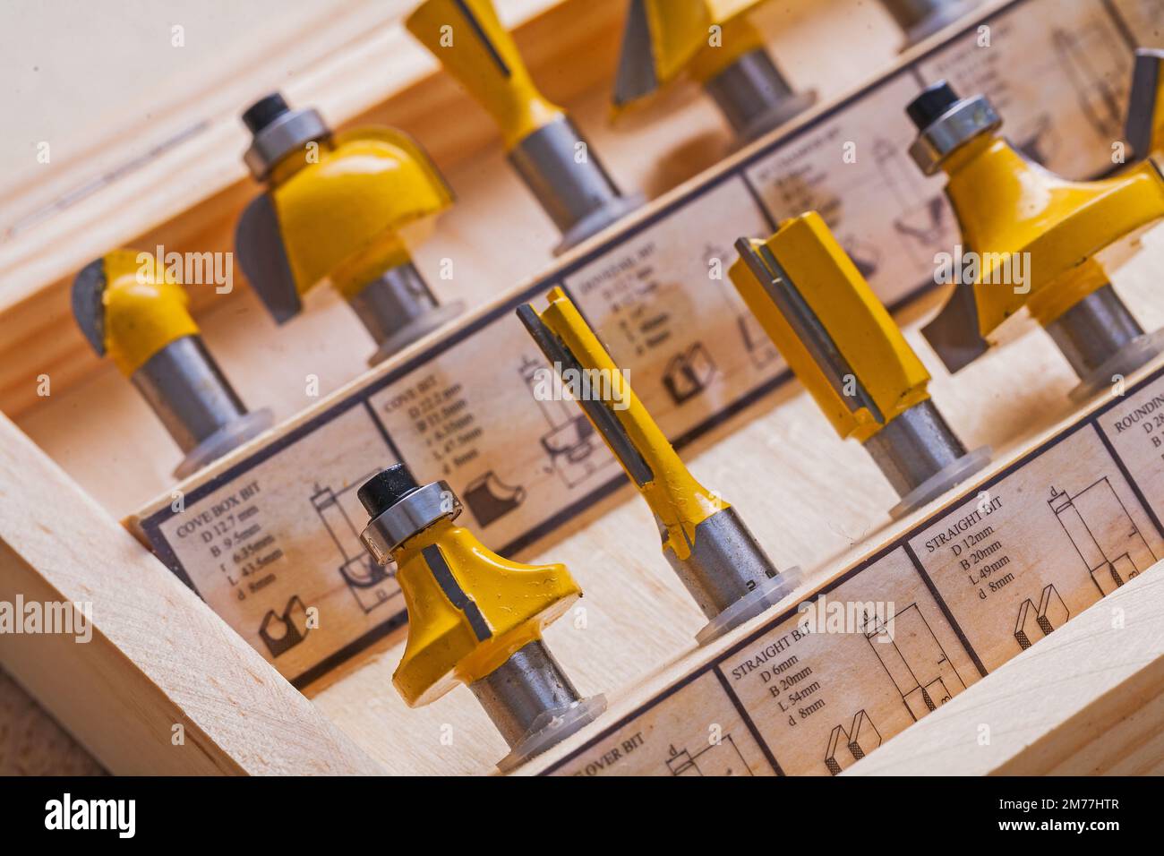 very close up view roundover router bits for woodworking Stock Photo ...