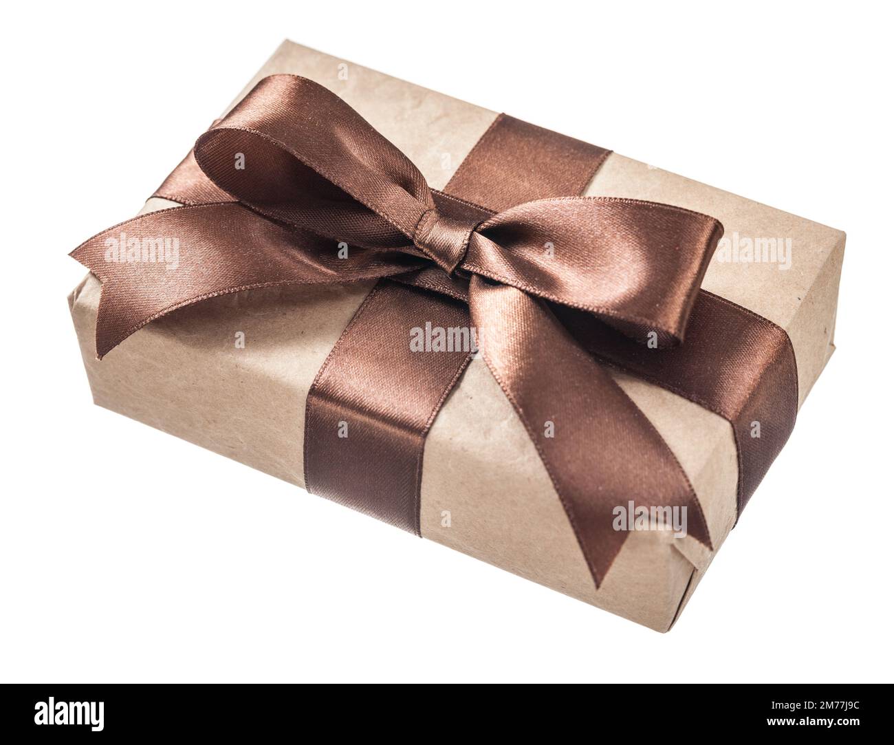 Vintage gift box with brown knot isolated on white Stock Photo - Alamy