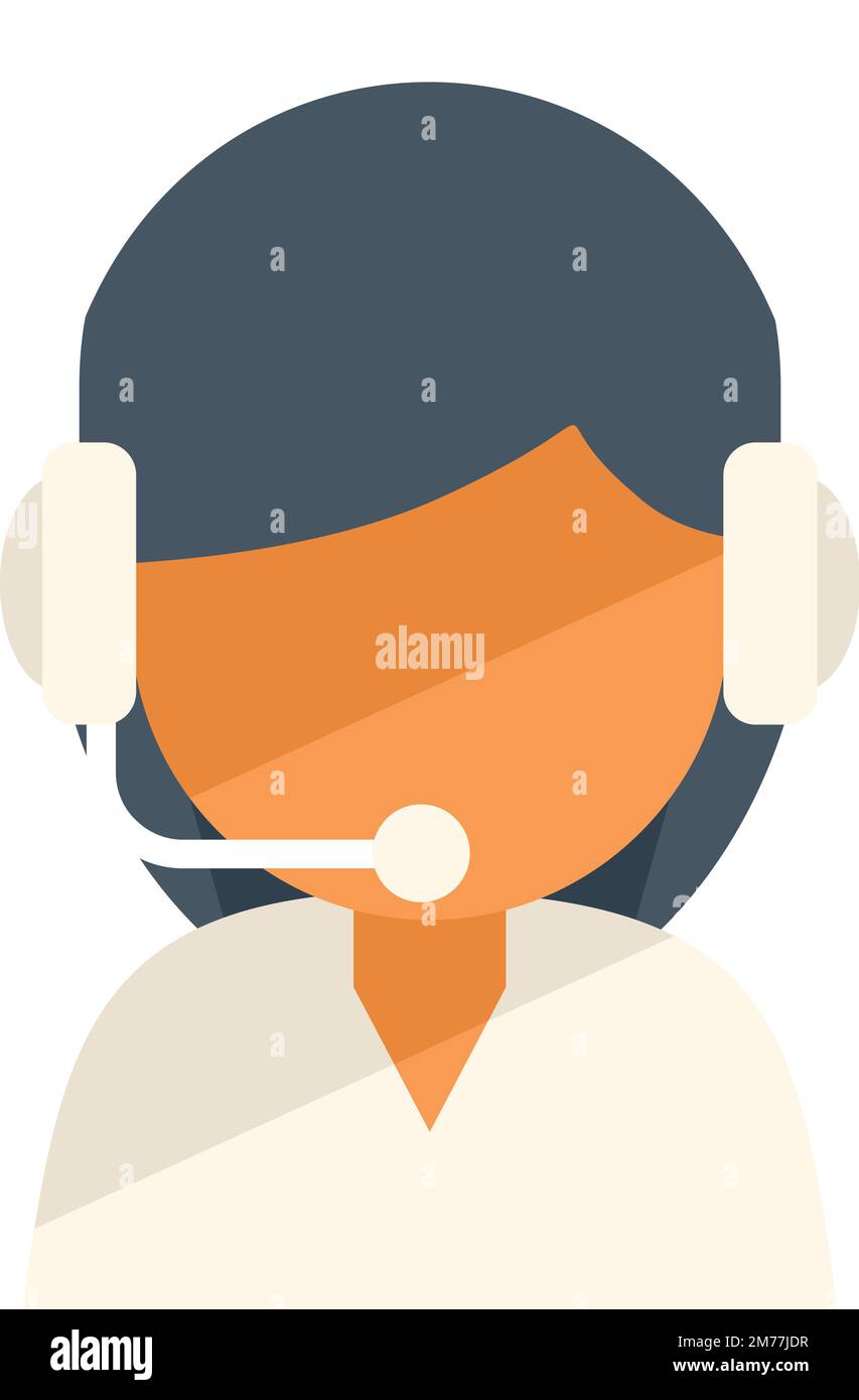 Call center agent icon flat vector. Service support. Customer phone ...