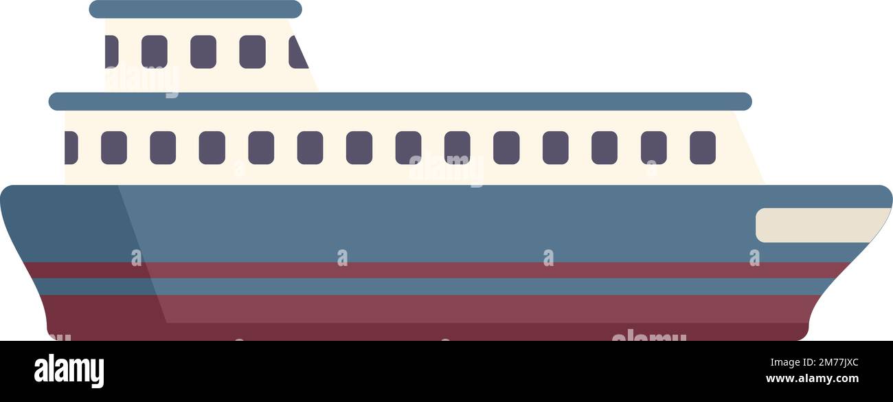 Ferry ship icon flat vector. River boat. Sea water isolated Stock ...