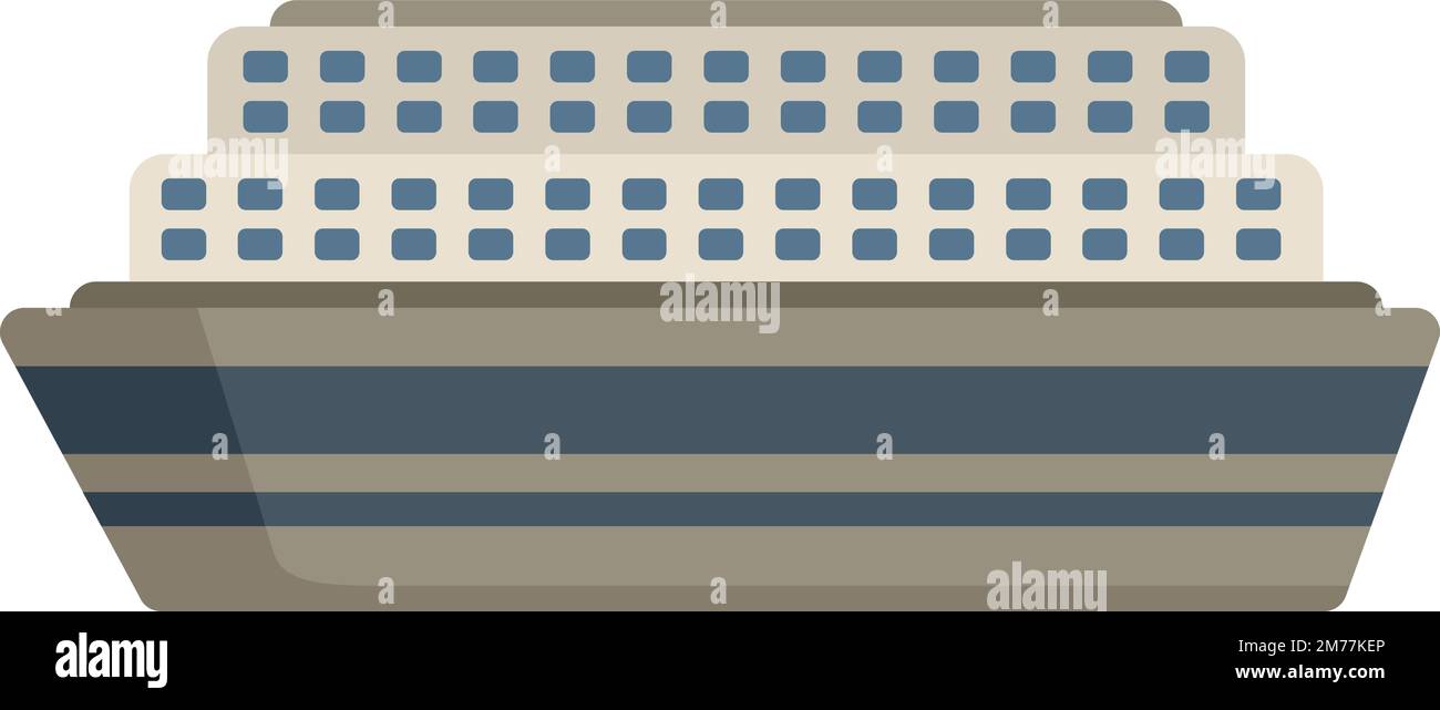 Sea ferry ship icon flat vector. River boat. Cargo front isolated Stock ...