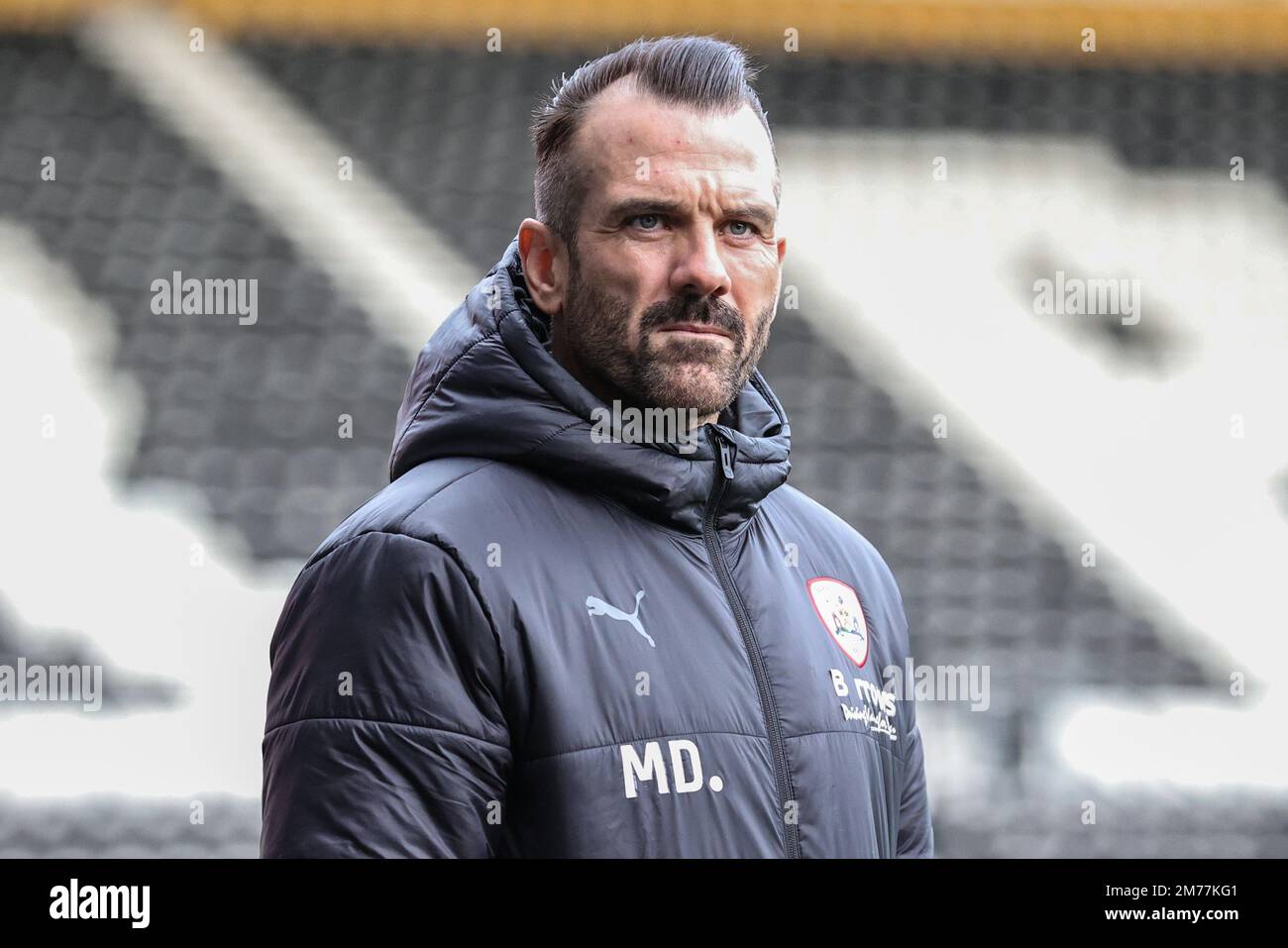 Barnsley first team Coach Martin Devaney arrives at Pride Park during ...