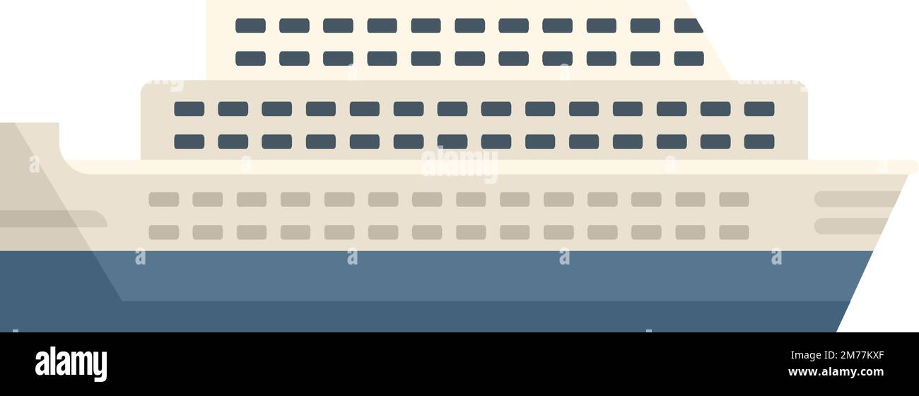 Ferry transport icon flat vector. River ship. Cargo ferryboat isolated ...
