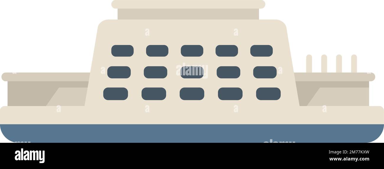 Front ferry boat icon flat vector. Car steamboat. Water sea isolated ...