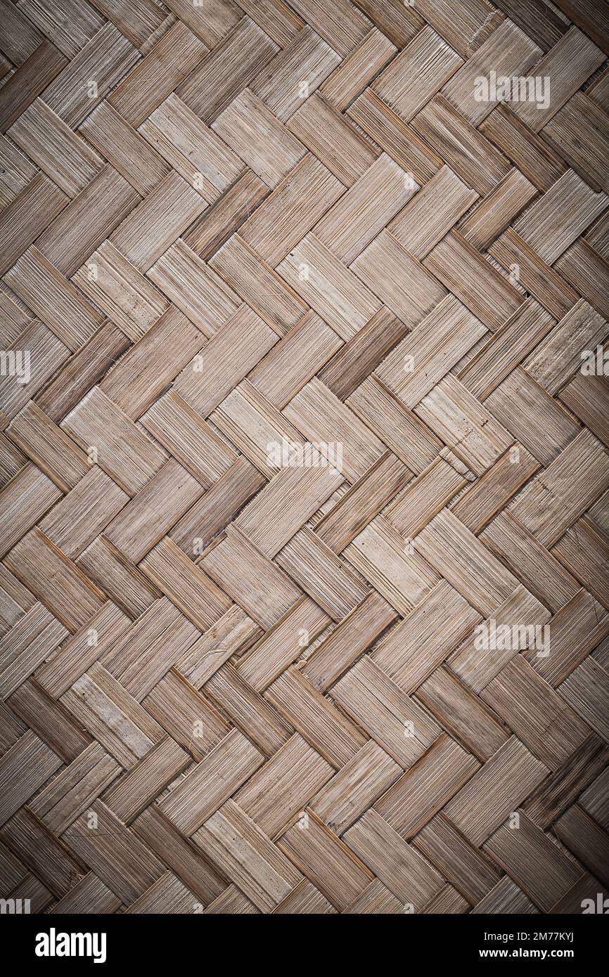Woven rowing wooden matting top view Stock Photo - Alamy
