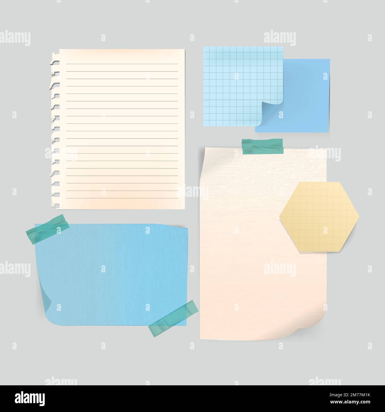 Blank vintage note paper template vector collection Stock Vector Image ...