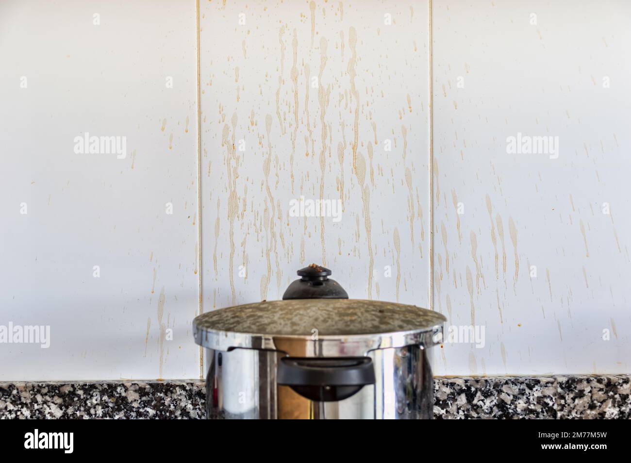 Kitchen pot need wash close up Stock Photo - Alamy