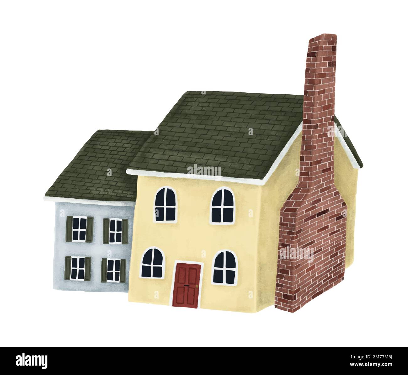 Yellow chimney on house Stock Vector Images - Alamy