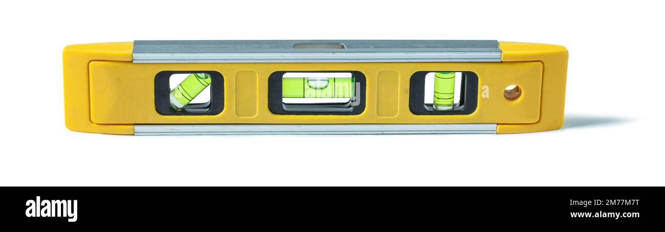 yellow construction level isolated on white background Stock Photo - Alamy