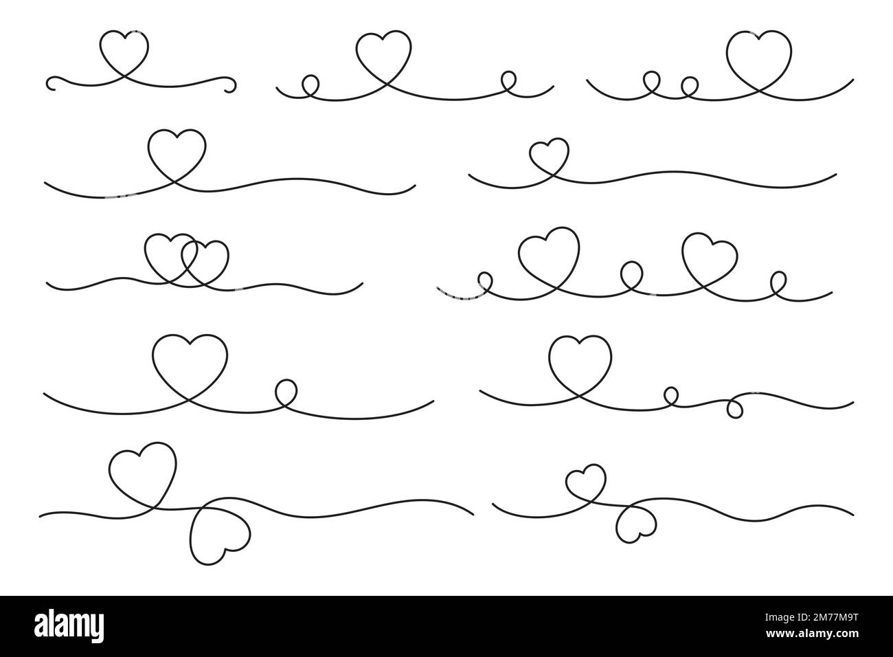 Heart lines bundle, hand drawn doodle love line for valentine's day ...