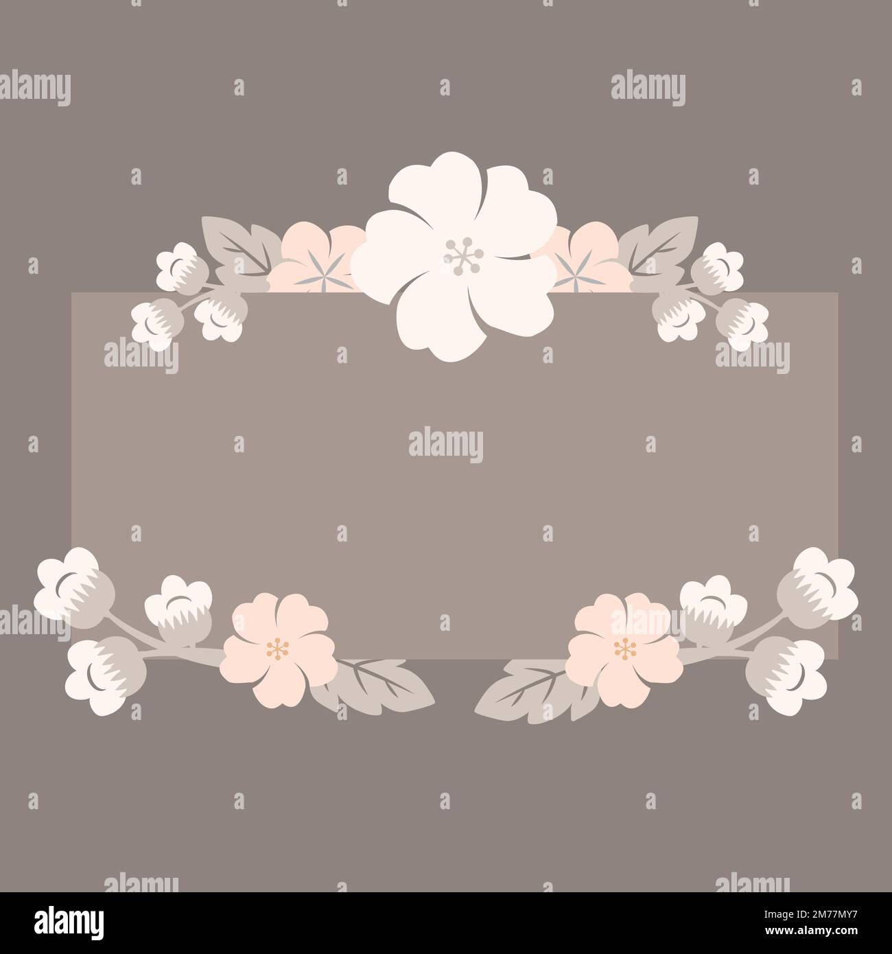 Rectangle beige floral border vector Stock Vector Image & Art - Alamy