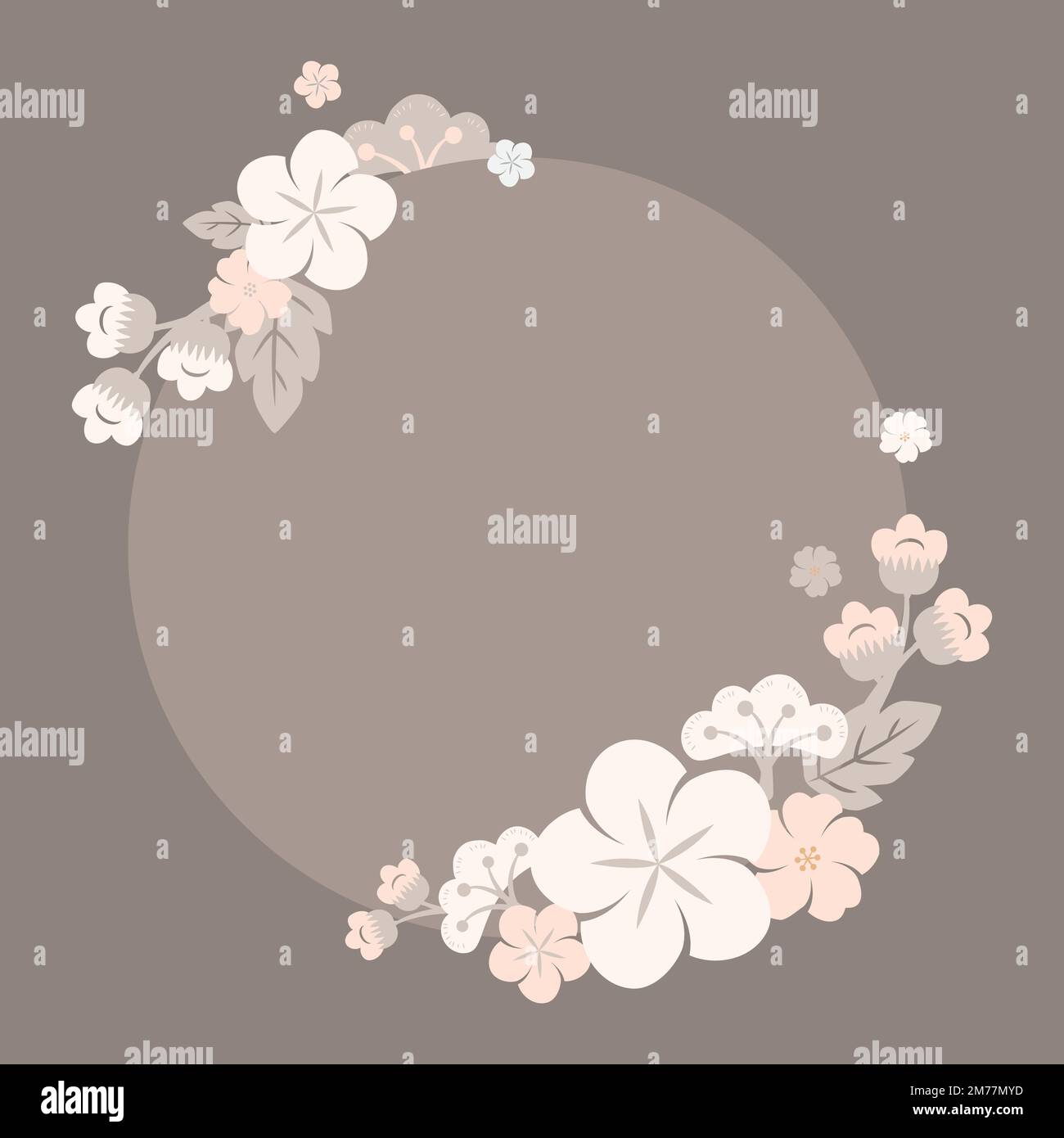 Round beige floral border vector Stock Vector Image & Art - Alamy