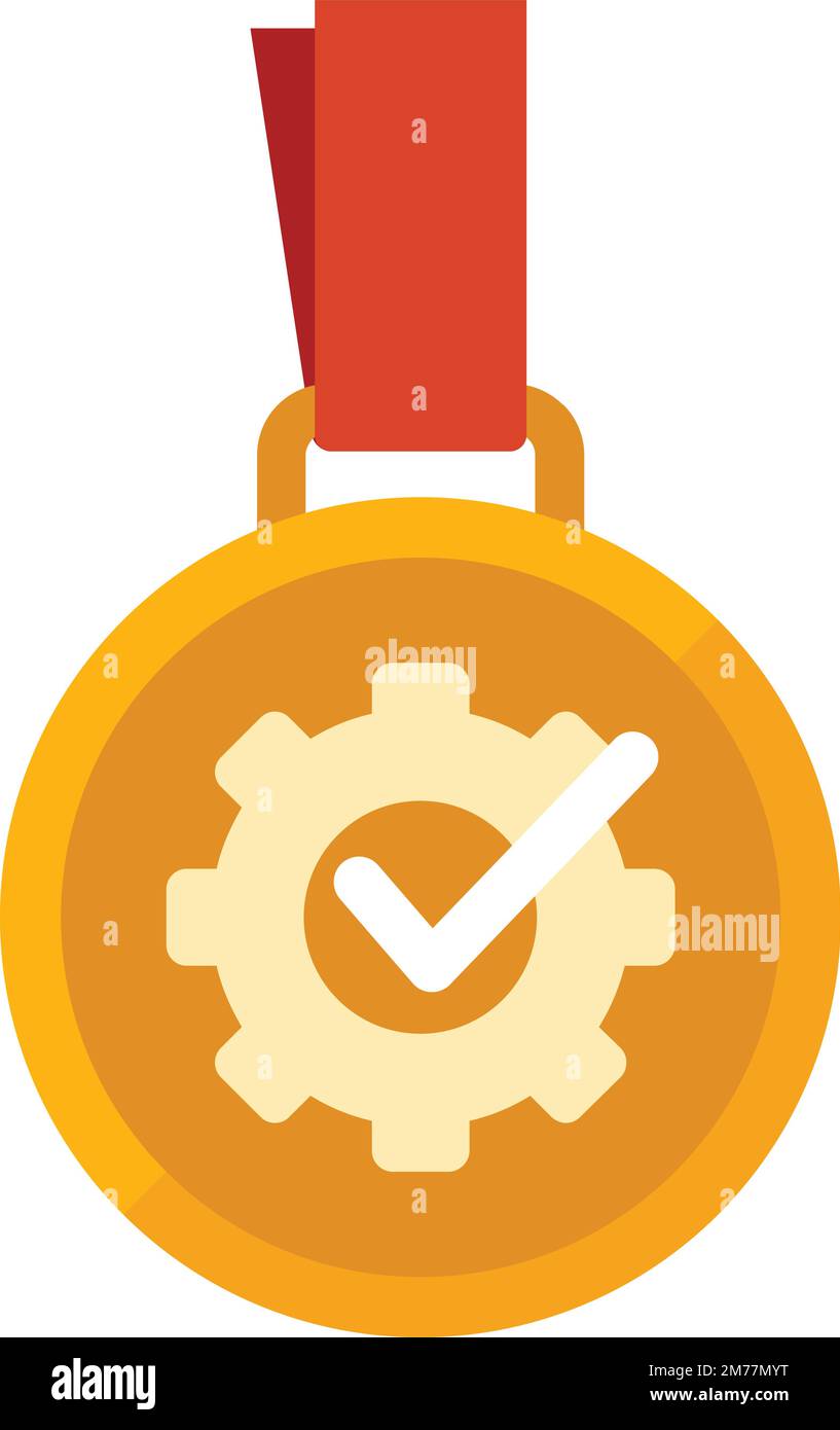 Expertise medal icon flat vector. Quality expert. Work complete ...
