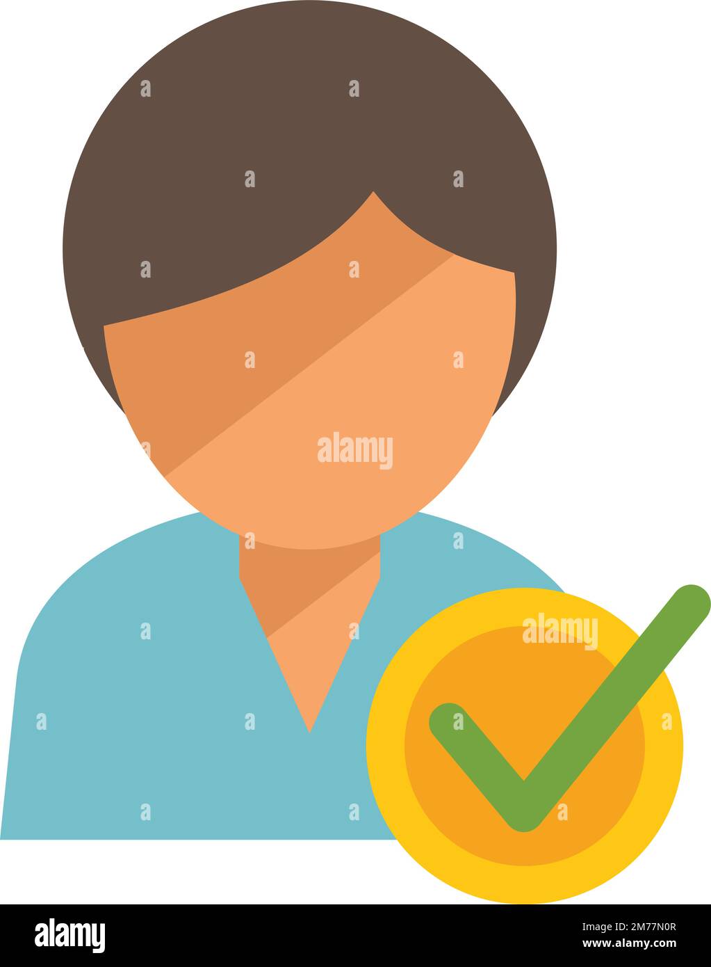 Approved expert icon flat vector. Quality control. Work complete ...