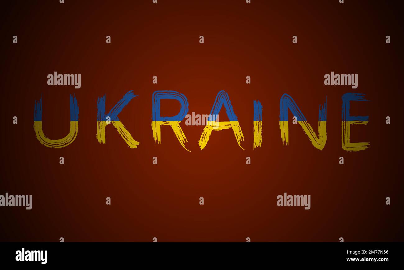 Ukraine - brush lettering on red background, vector Stock Vector Image ...