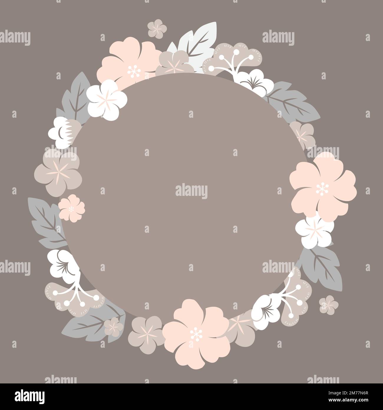 Round beige floral border vector Stock Vector Image & Art - Alamy