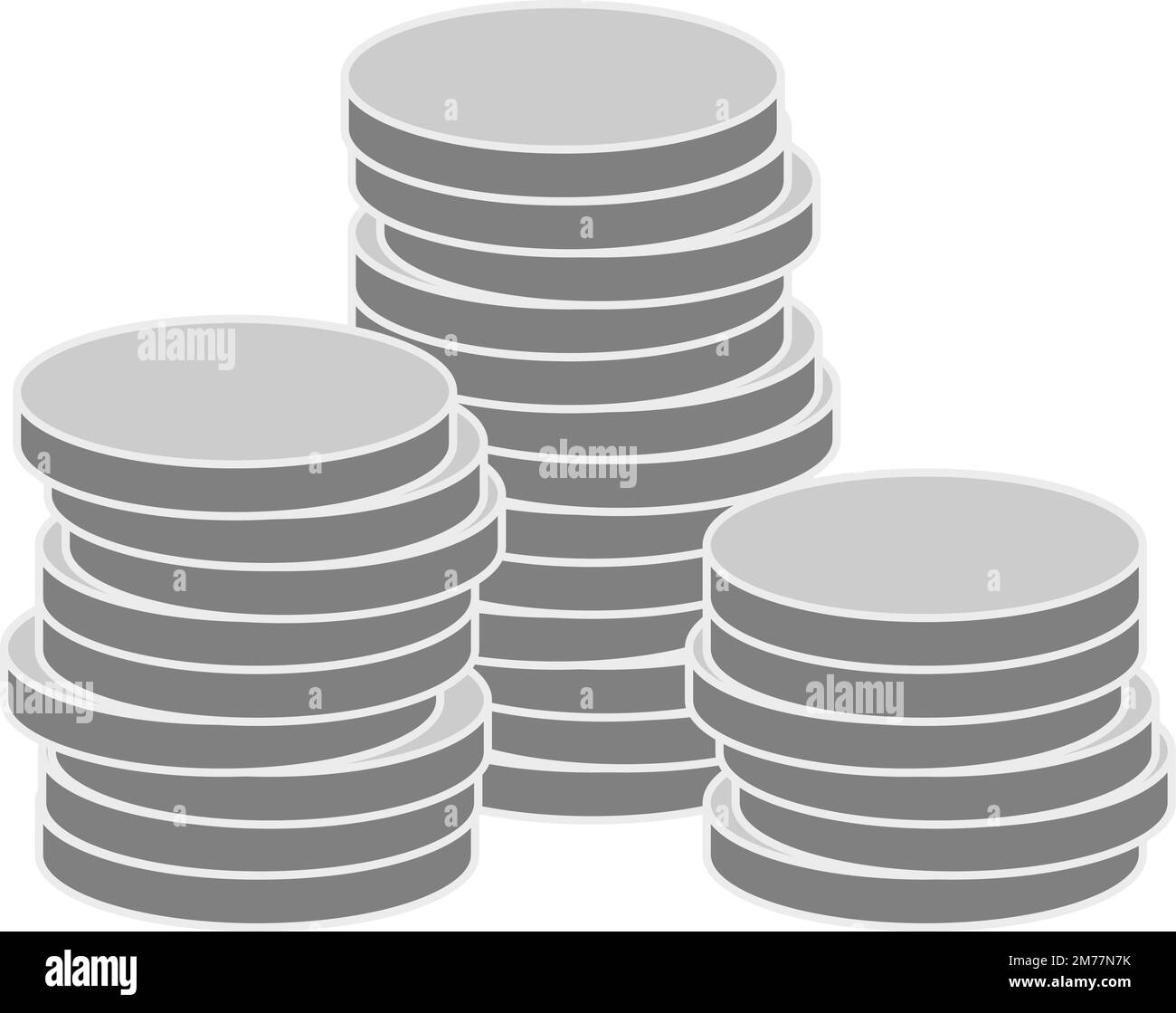 Silver Coin Money or Cryptocurrency Token Icon Set. Vector Image Stock ...