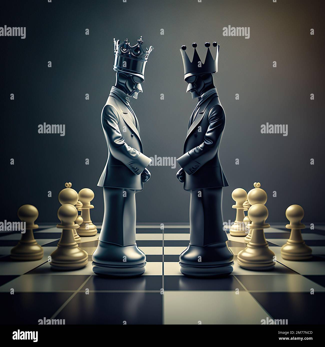 King chess battle on chessboard Stock Photo - Alamy