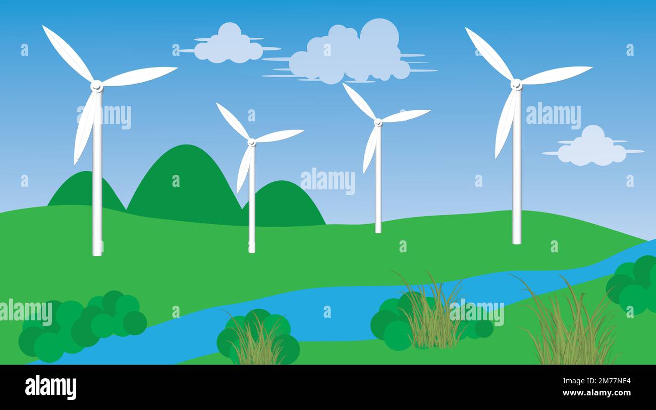 Wind turbines power in Stock Vector Images - Alamy