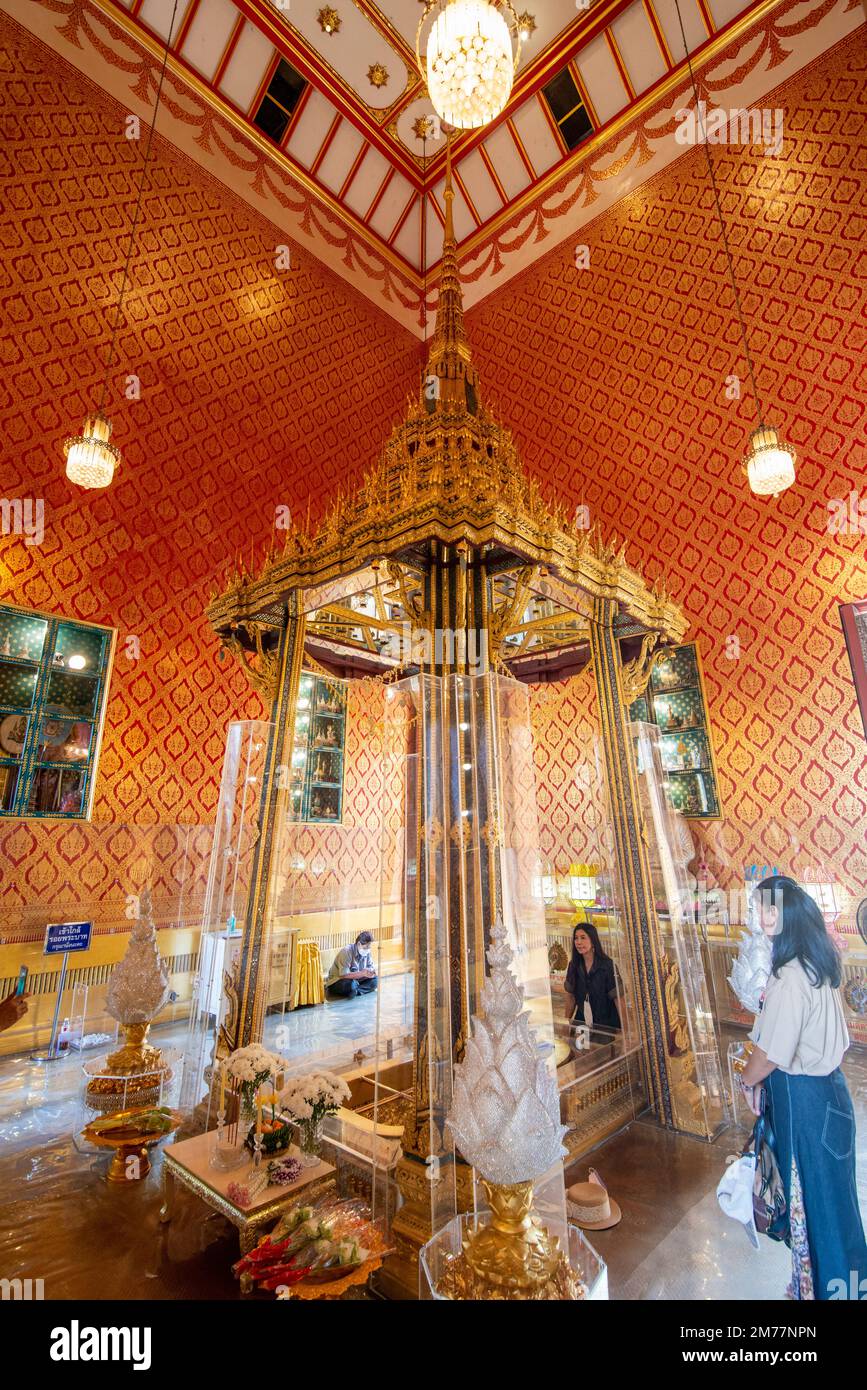 the Buddha footprint at the Wat Phra Phutthabat in the Town of Phra Phutthabat in the Province ...