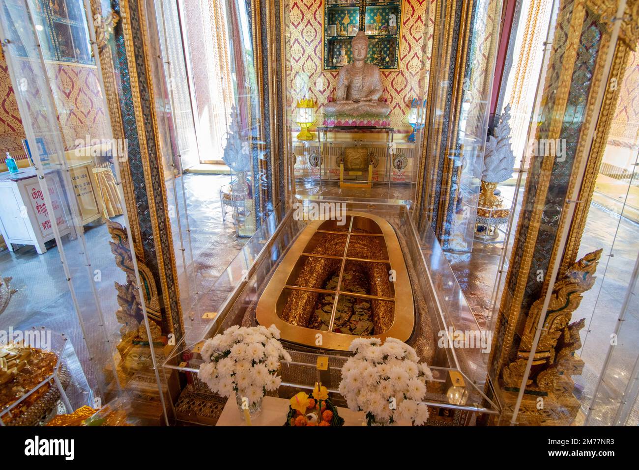 the Buddha footprint at the Wat Phra Phutthabat in the Town of Phra ...