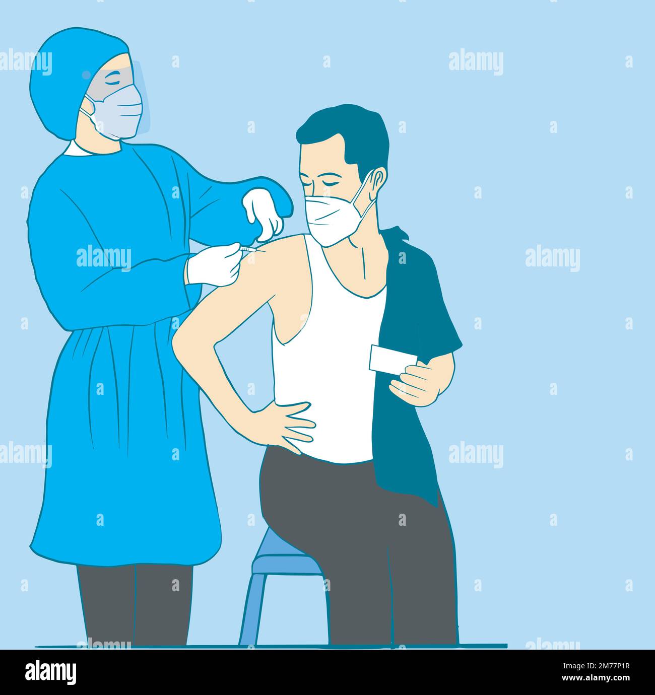 cartoon image of man wearing a mask prevent covic virus Stock Vector ...