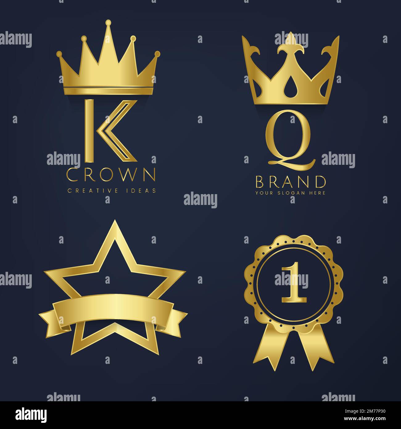Set of golden logo vectors Stock Vector Image & Art - Alamy