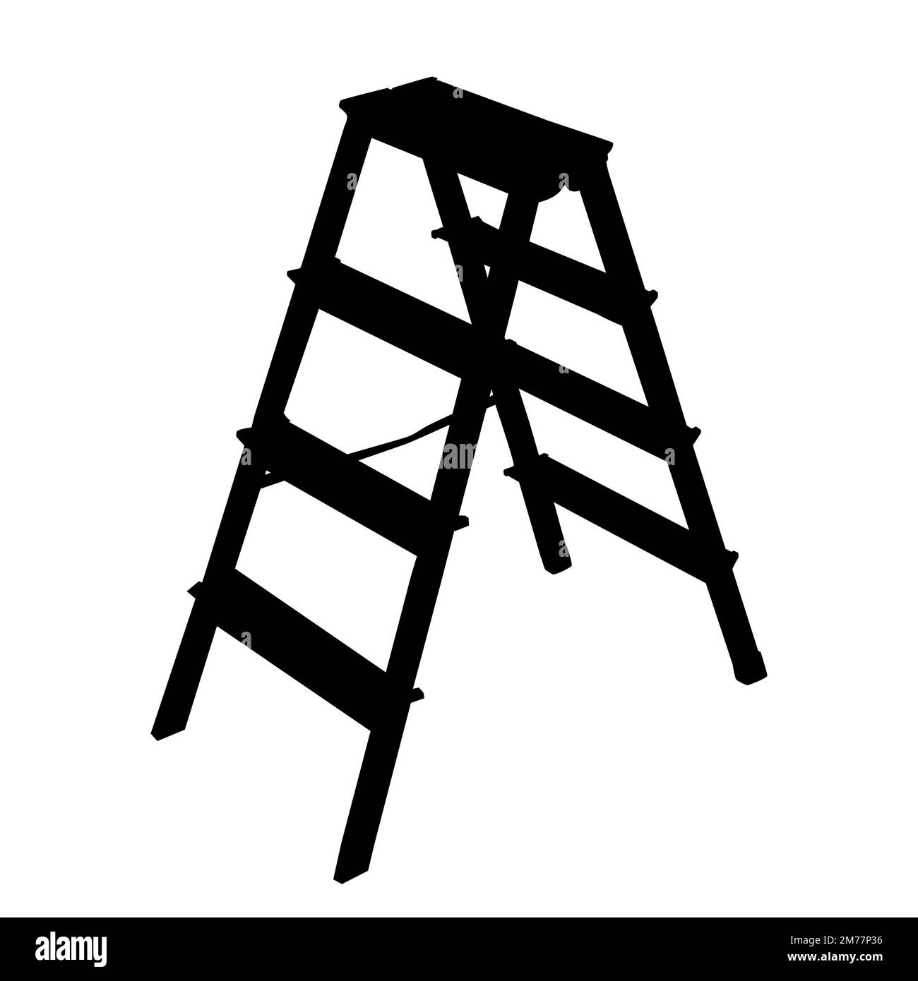 Ladder icon. Aluminium or metal staircase for housekeeping. Stepladder ...
