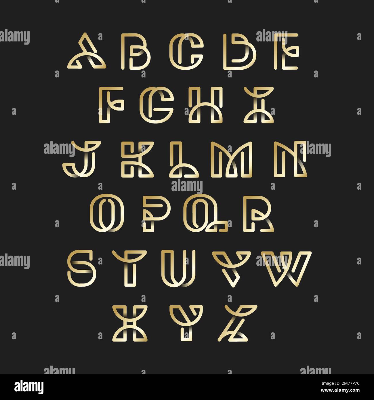 Golden retro alphabets vector set Stock Vector Image & Art - Alamy