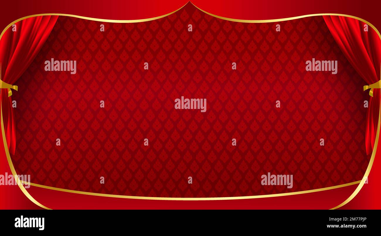 Thai pattern stage backdrop with curtain for decoration vector ...