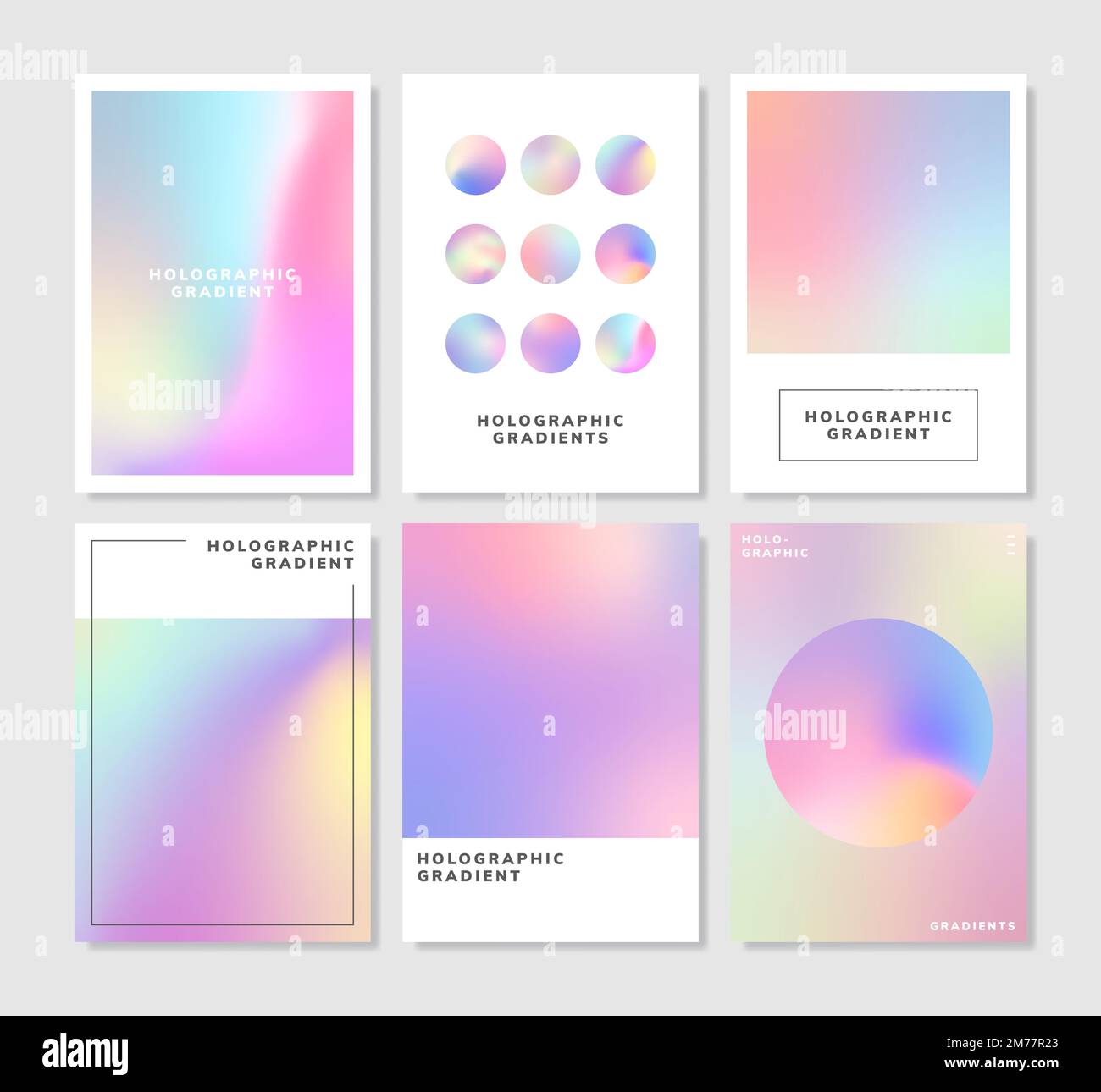 Colorful holographic gradient background design set Stock Vector Image ...