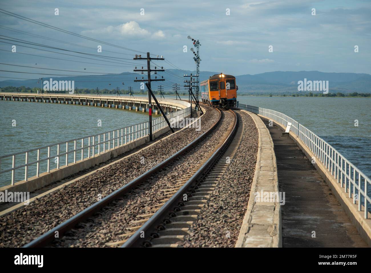 The Train bridge of the Rot Fai Loi Nam Train or floating train line at ...