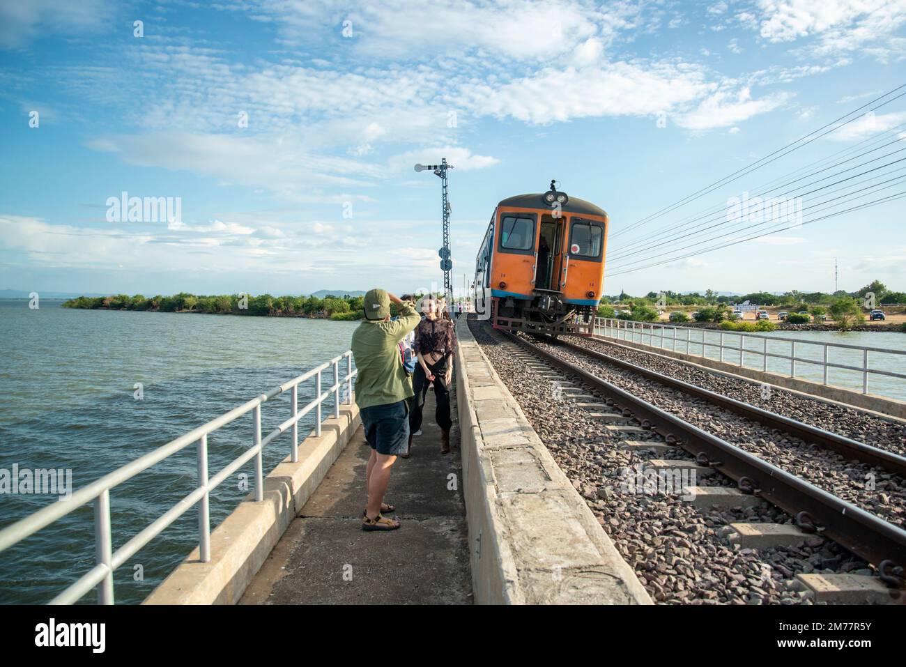 The Train bridge of the Rot Fai Loi Nam Train or floating train line at ...