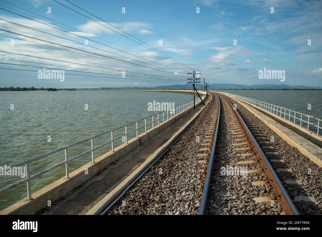 The Train bridge of the Rot Fai Loi Nam Train or floating train line at ...
