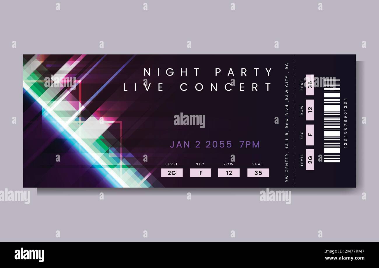 Night party live concert ticket vector Stock Vector Image & Art - Alamy