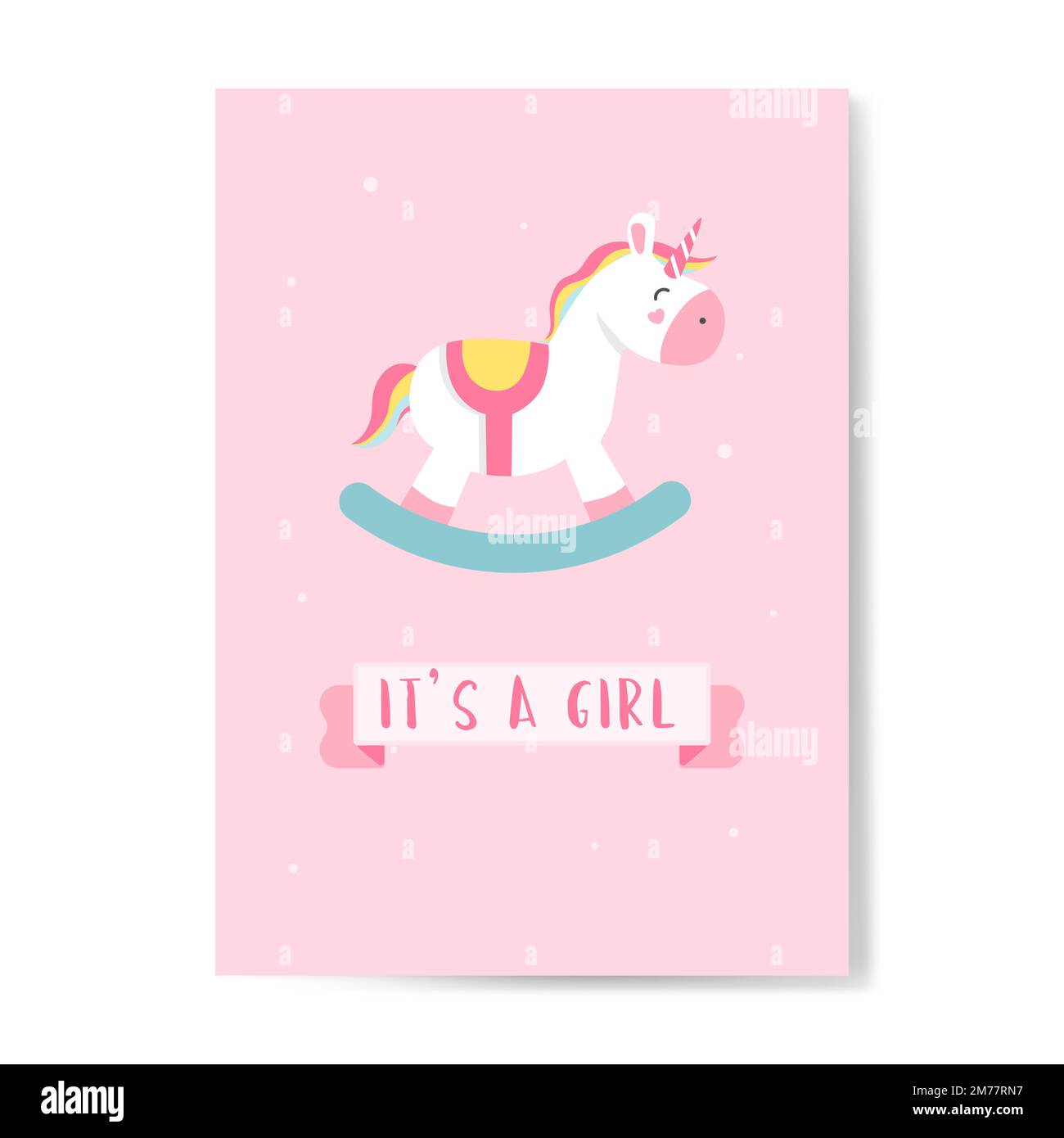 Its a girl baby shower card with a rocking horse vector Stock Vector ...