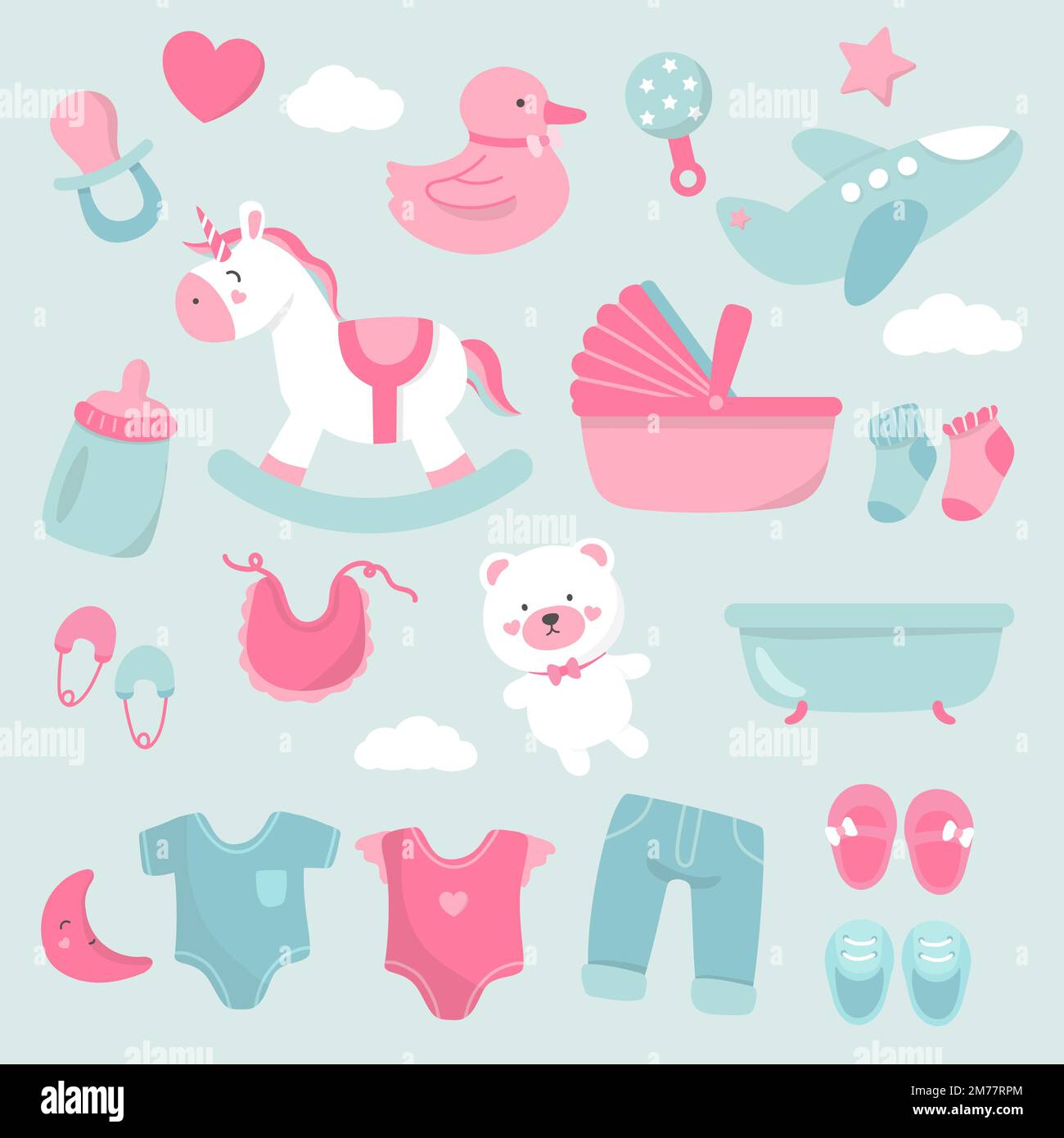Set of cute baby shower vectors Stock Vector Image & Art - Alamy