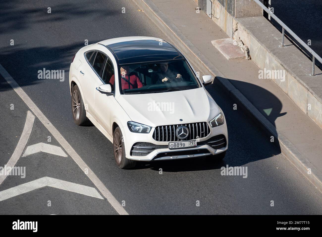 Moscow, Russia - September 27, 2022: White German crossover Mercedes ...