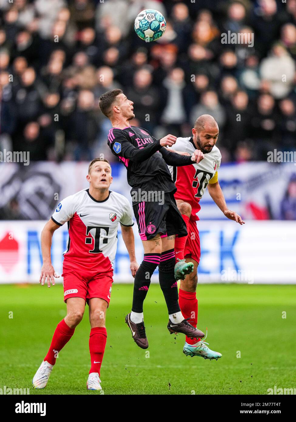 Utrecht - Sebastian Szymanski of Feyenoord, Mark van der Maarel of FC Utrecht during the match ...
