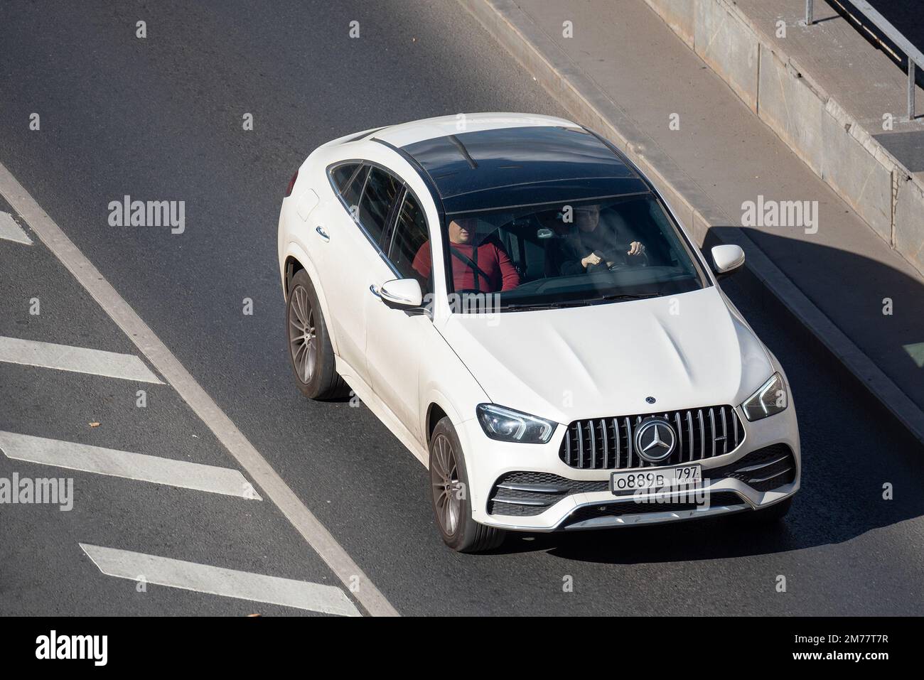 Moscow, Russia - September 27, 2022: White German crossover Mercedes ...