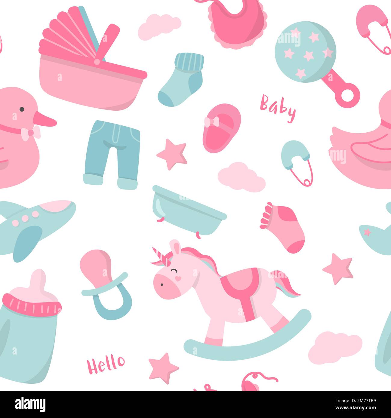 Baby shower set seamless Stock Vector Images - Alamy