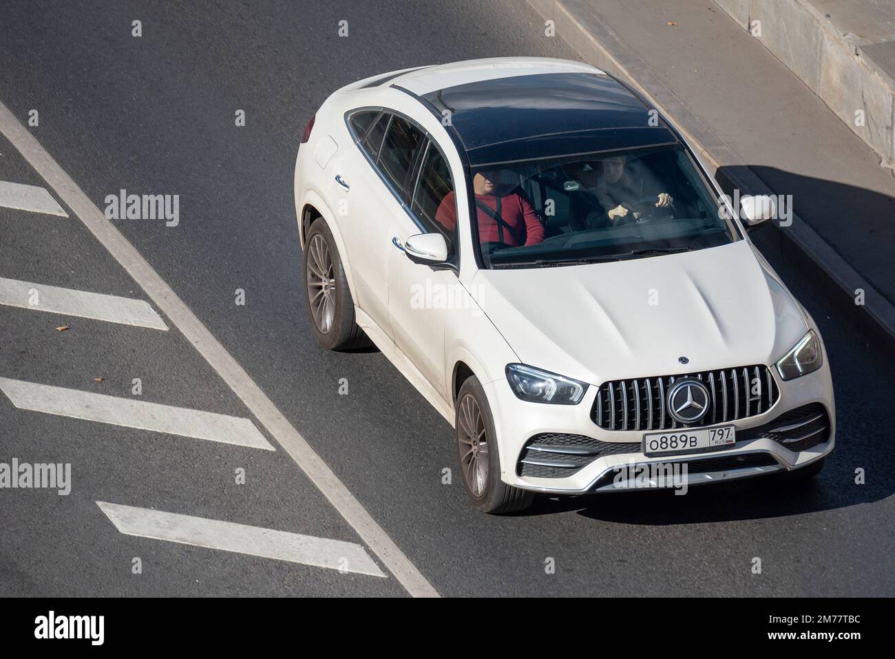 Moscow, Russia - September 27, 2022: White German crossover Mercedes ...