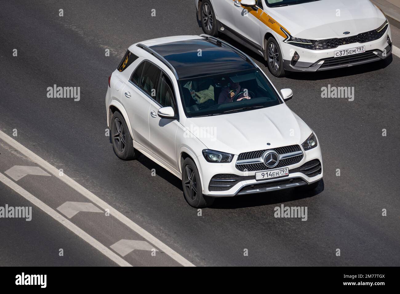 Moscow, Russia - September 27, 2022: White German crossover Mercedes ...